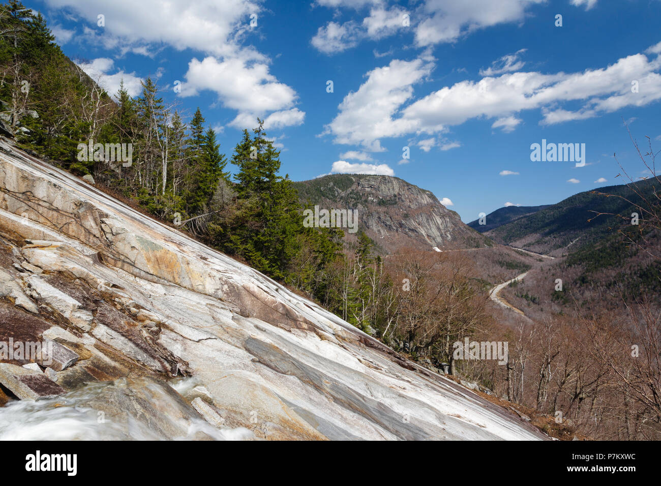 The rocky cliff of Mount Willard in Crawford Notch, New Hampshire from ...