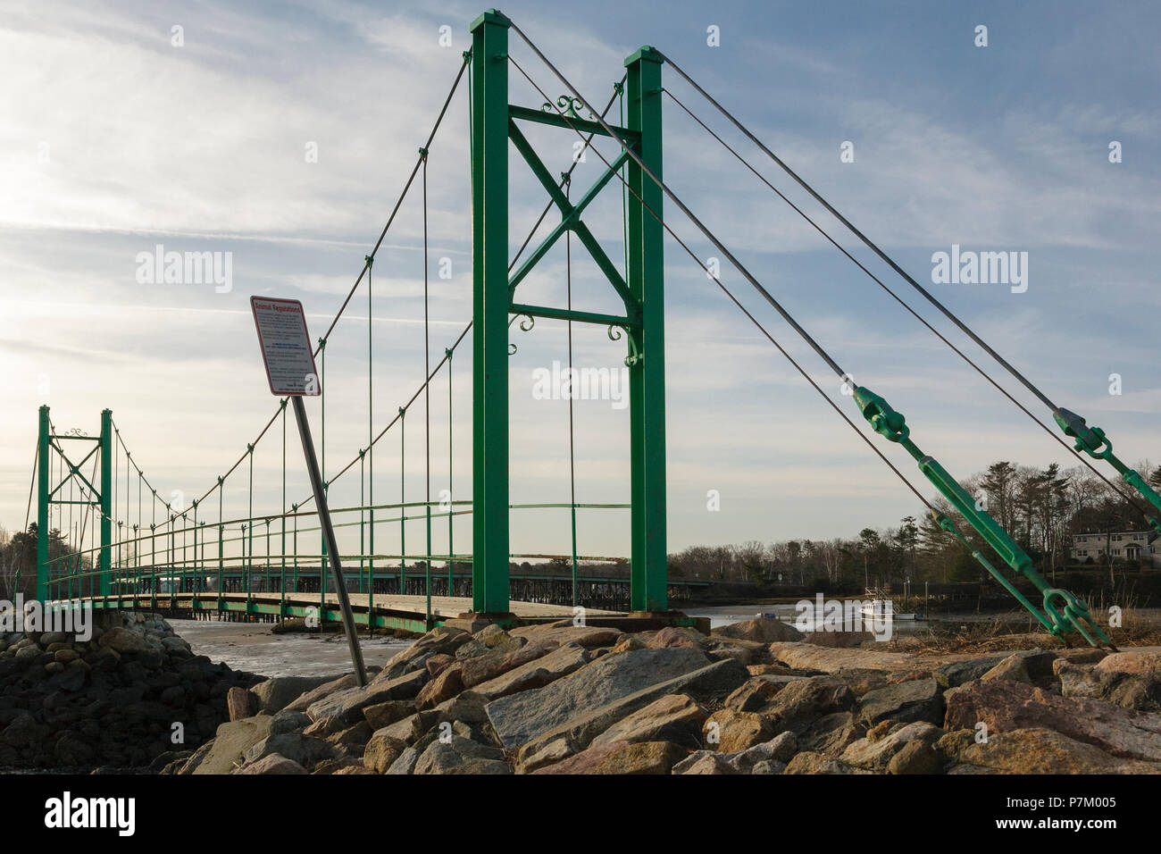 Wiggly Bridge in York, Maine USA during the spring months. This small ...