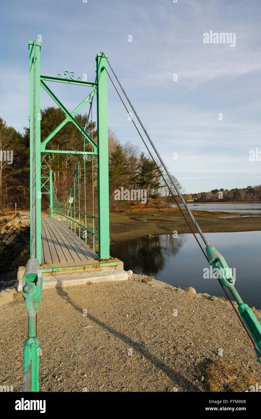 Wiggly Bridge in York, Maine USA during the spring months. This small ...