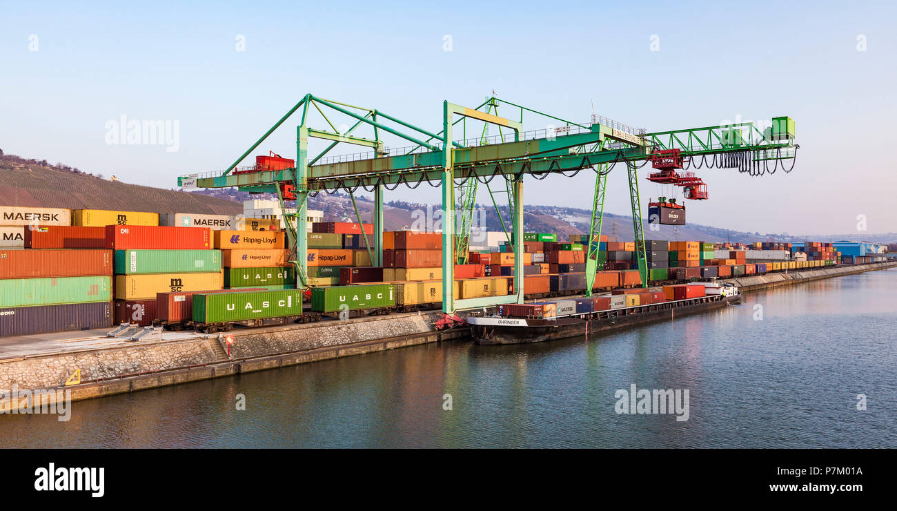 Germany, Baden-Württemberg, Stuttgart, Neckar, harbor, inland port ...