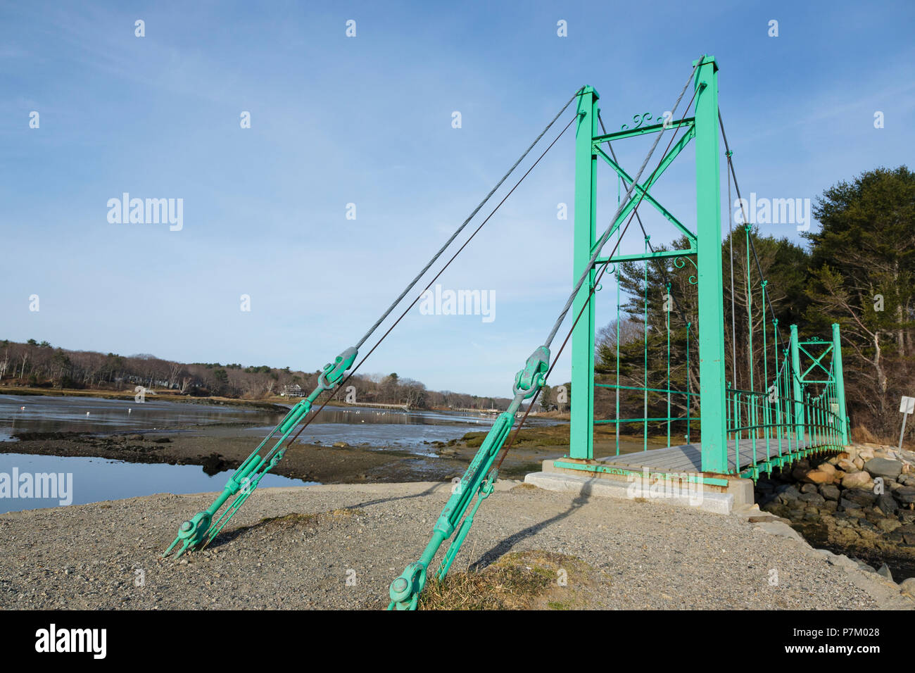 Wiggly Bridge in York, Maine USA during the spring months. This small ...
