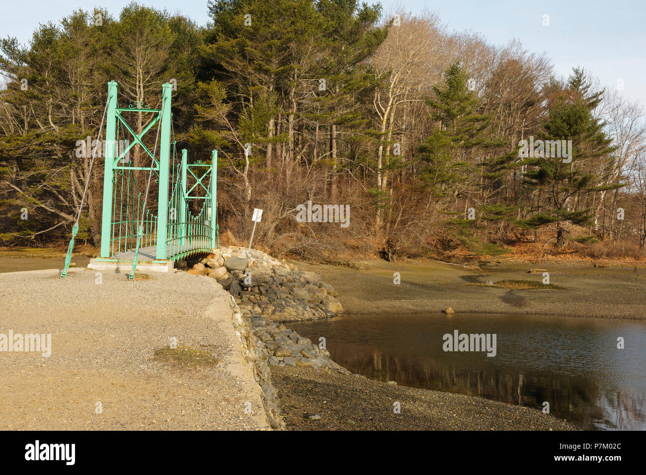 Wiggly Bridge in York, Maine USA during the spring months. This small ...