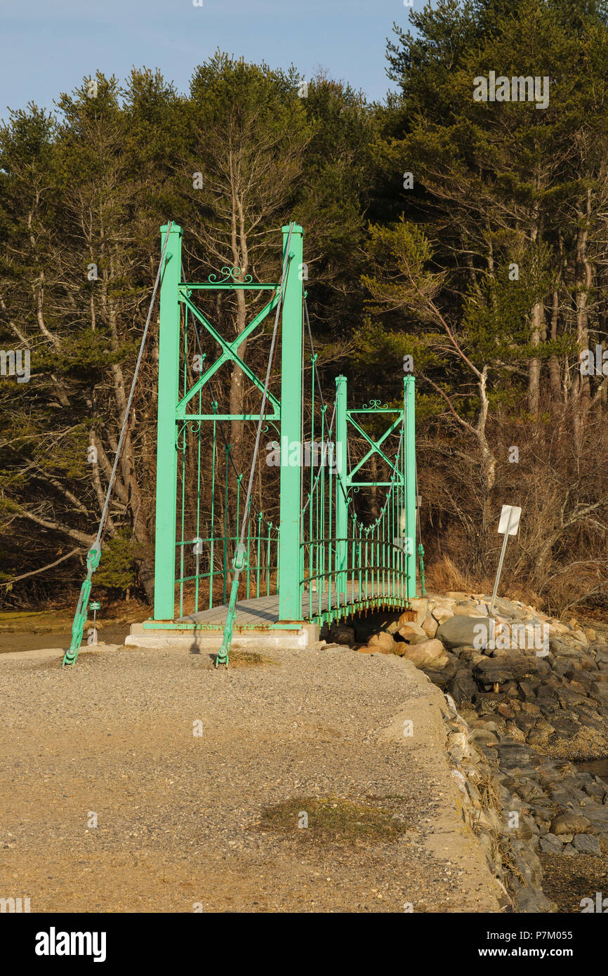 Wiggly Bridge in York, Maine USA during the spring months. This small ...