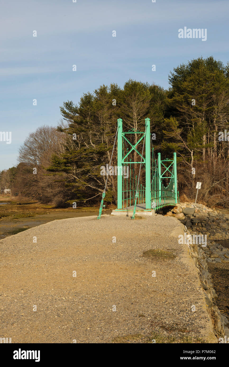 Wiggly Bridge in York, Maine USA during the spring months. This small ...