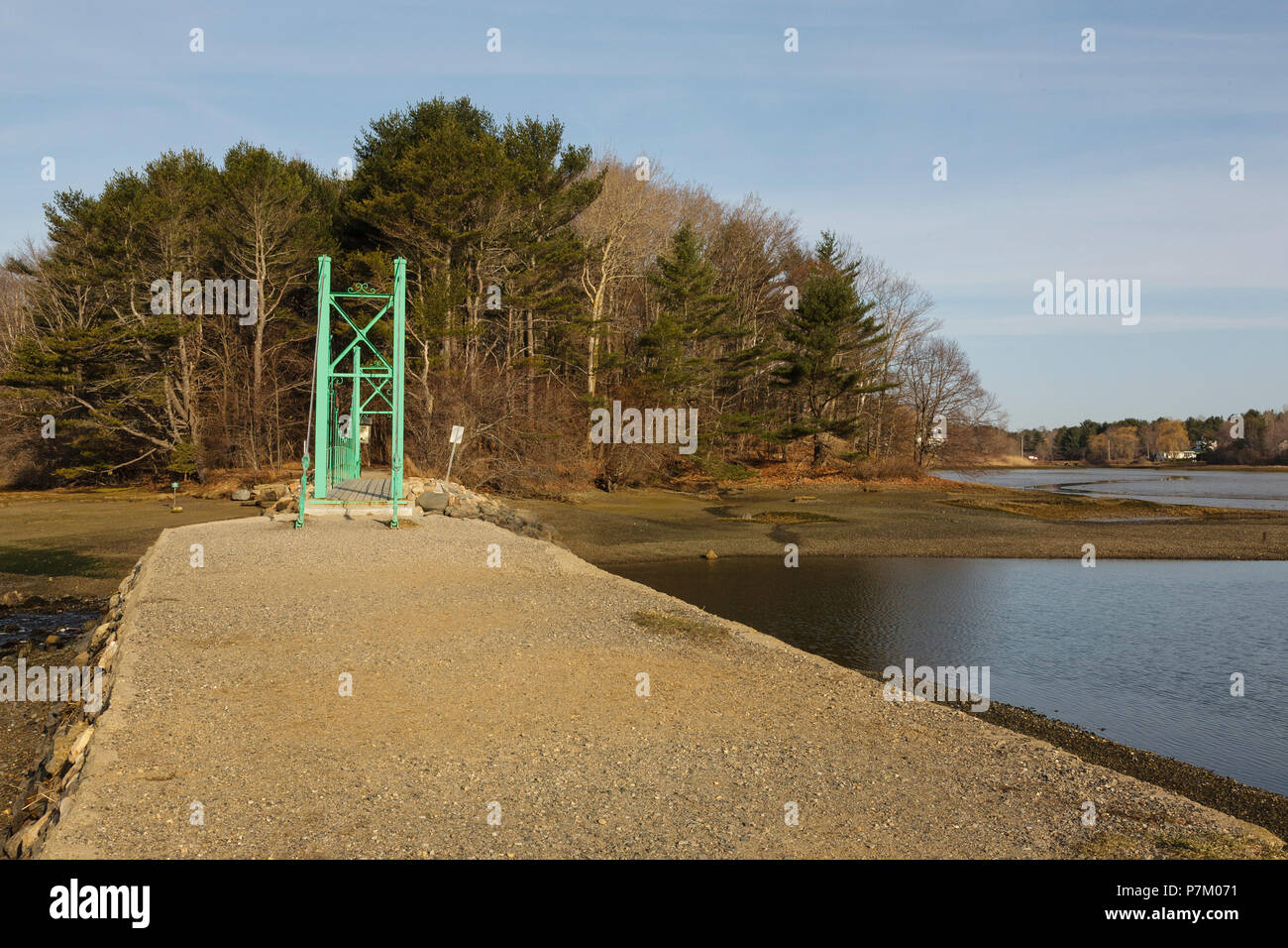 Wiggly Bridge in York, Maine USA during the spring months. This small ...