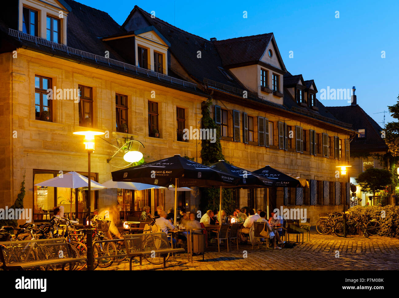 Old town church square with restaurant Basilikum, old town Erlangen ...