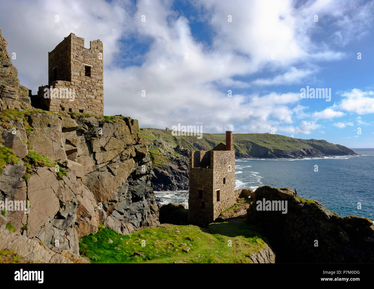 Ruins of former mine at Rocky Coast, Old Tin Mine, Botallack Mine, St ...