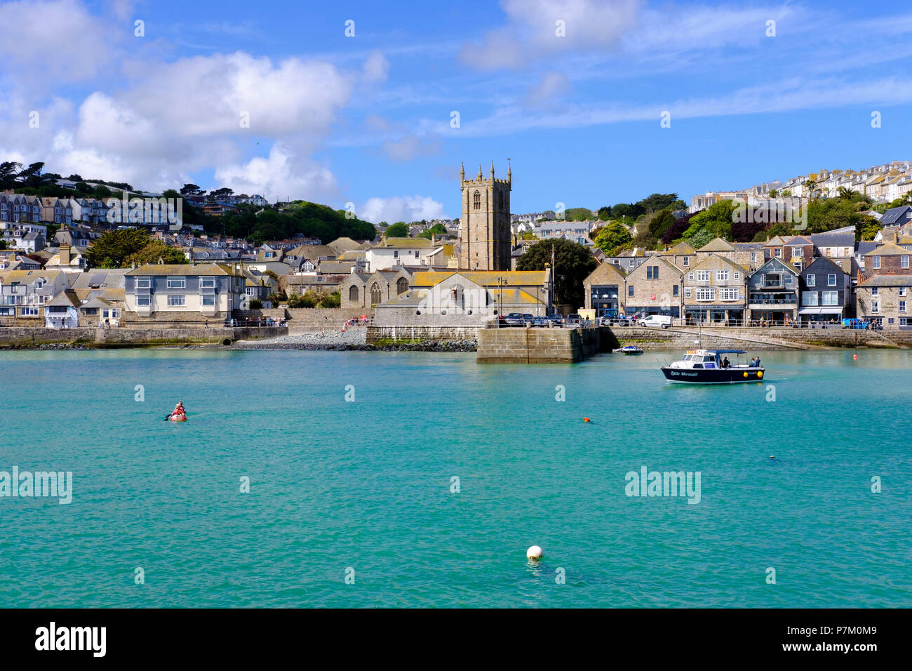 Parish Church and Western Pier, St Ives, Cornwall, England, United ...