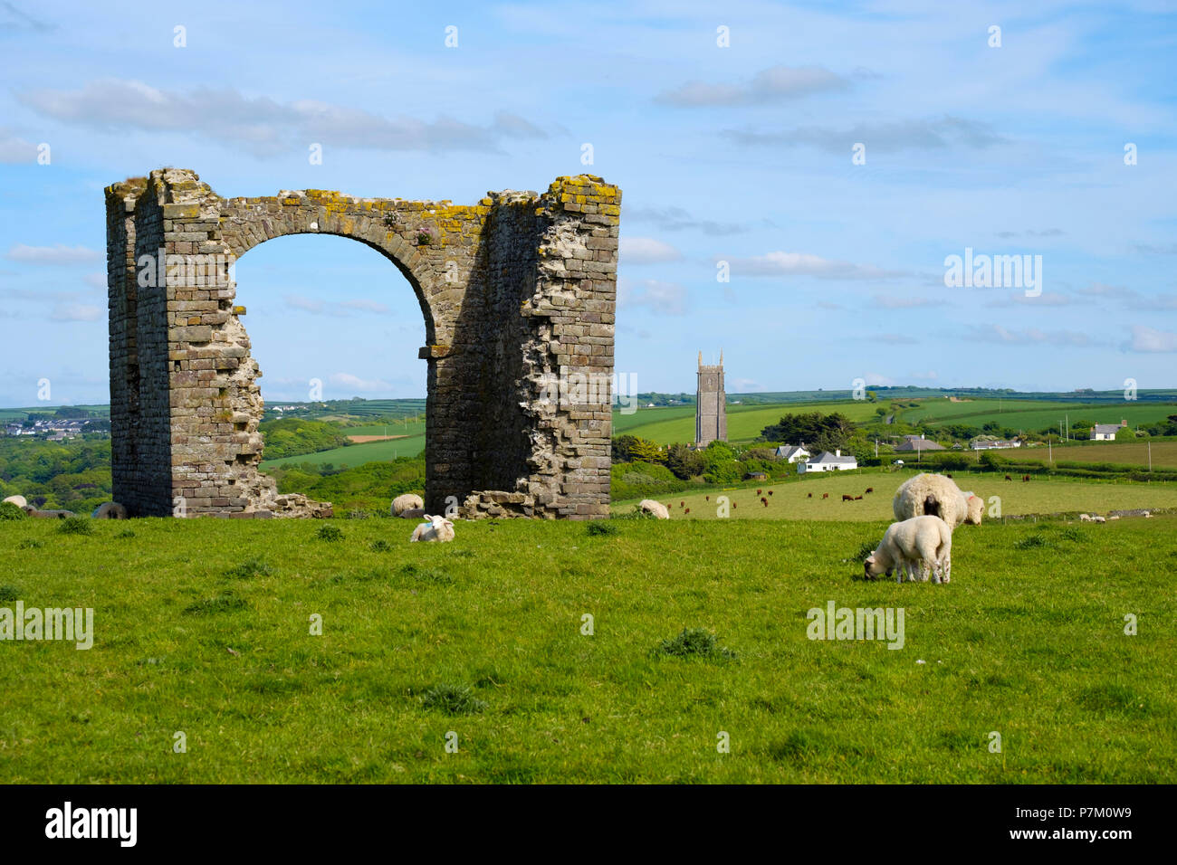 Tower ruin, church in Stoke, at Hartland, Devon, England, UK Stock ...