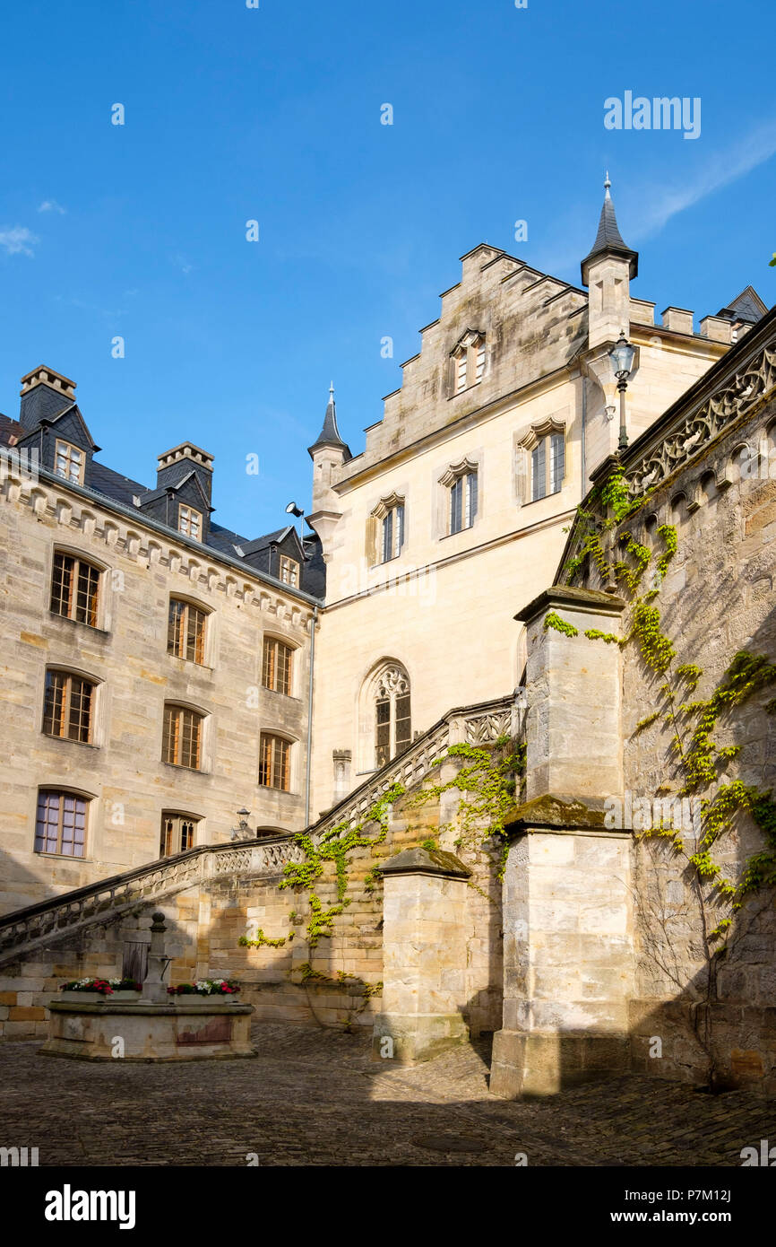 Courtyard, Callenberg Castle, Coburger Land, Upper Franconia, Franconia ...