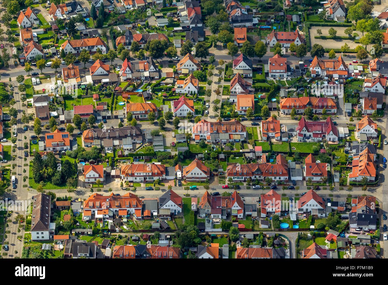 Aerial view, company housing estate, 'Zechenhäuser' in Franzstraße and ...