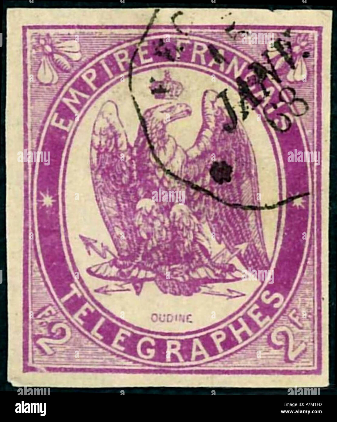 2f France telegraph stamp 1868 Stock Photo - Alamy