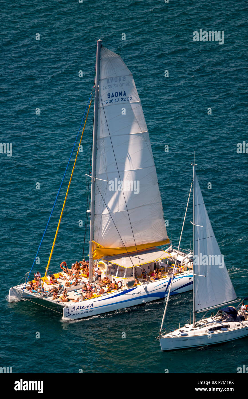 Aerial shot catamaran boat in hi-res stock photography and images - Alamy