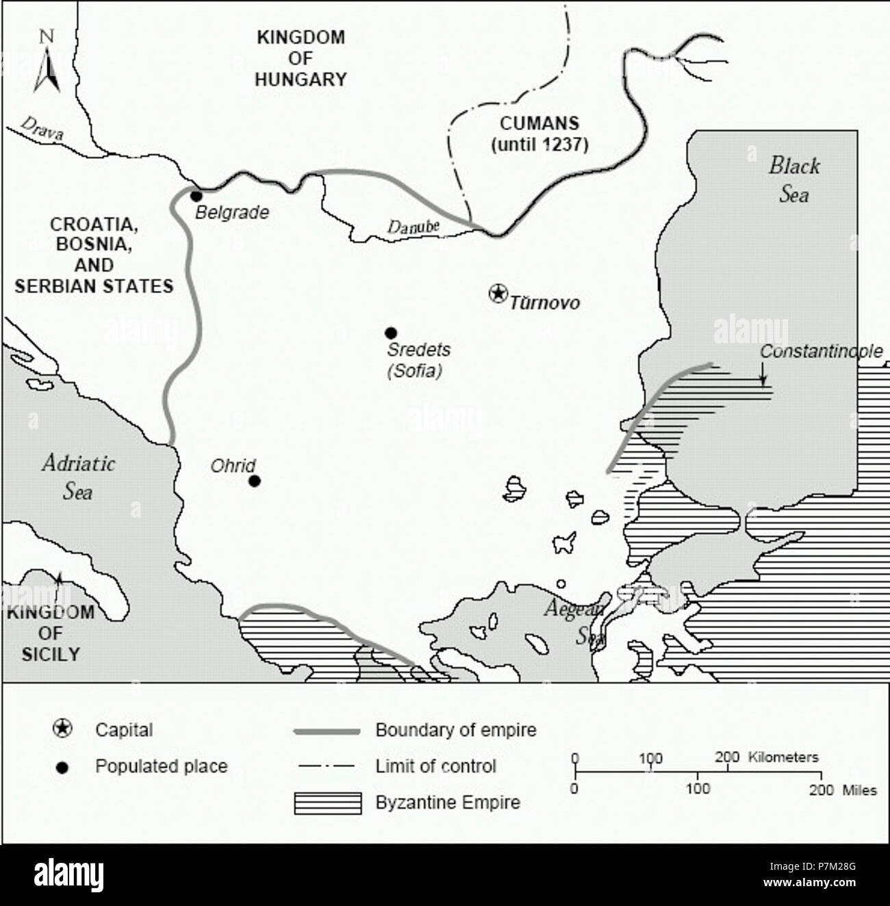 2nd Bulgarian empire map Stock Photo - Alamy