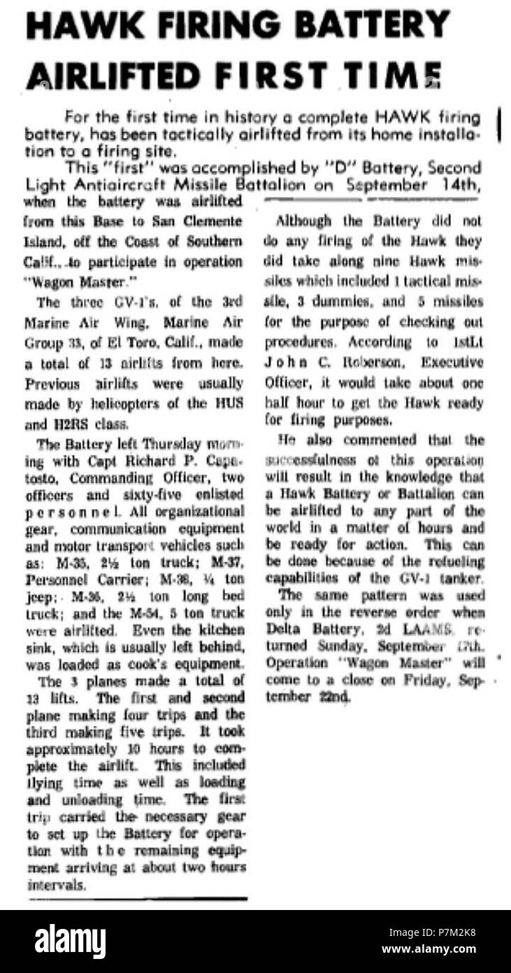 2nd LAAM - 19610900 - 1st HAWK Btry Airlifted - MCB 29 Palms ...