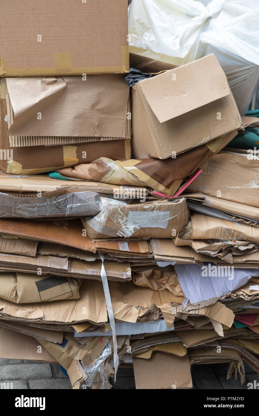 Big Pile of Cardboard Boxes Material For Recycling Stock Photo - Alamy