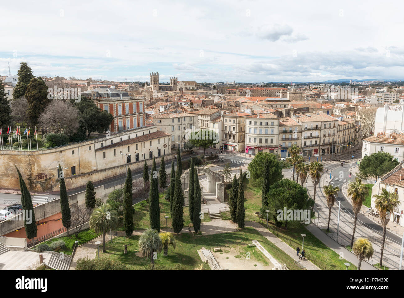 Montpellier, Herault, France, View over the old town with the 16th ...