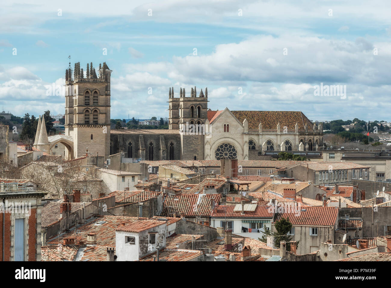 Montpellier, Herault, France, View over the old town with the 16th ...