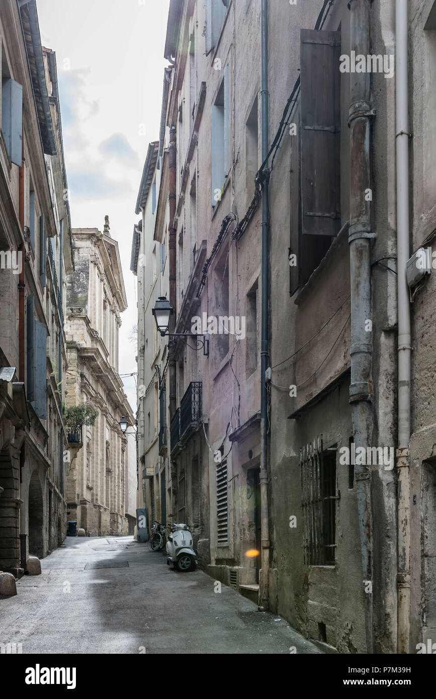 Montpellier, Herault, France, alley in the old town of Montpellier ...