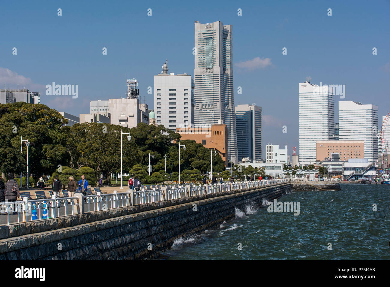 Promenade with city panorama of Yokohama in Japan Stock Photo - Alamy