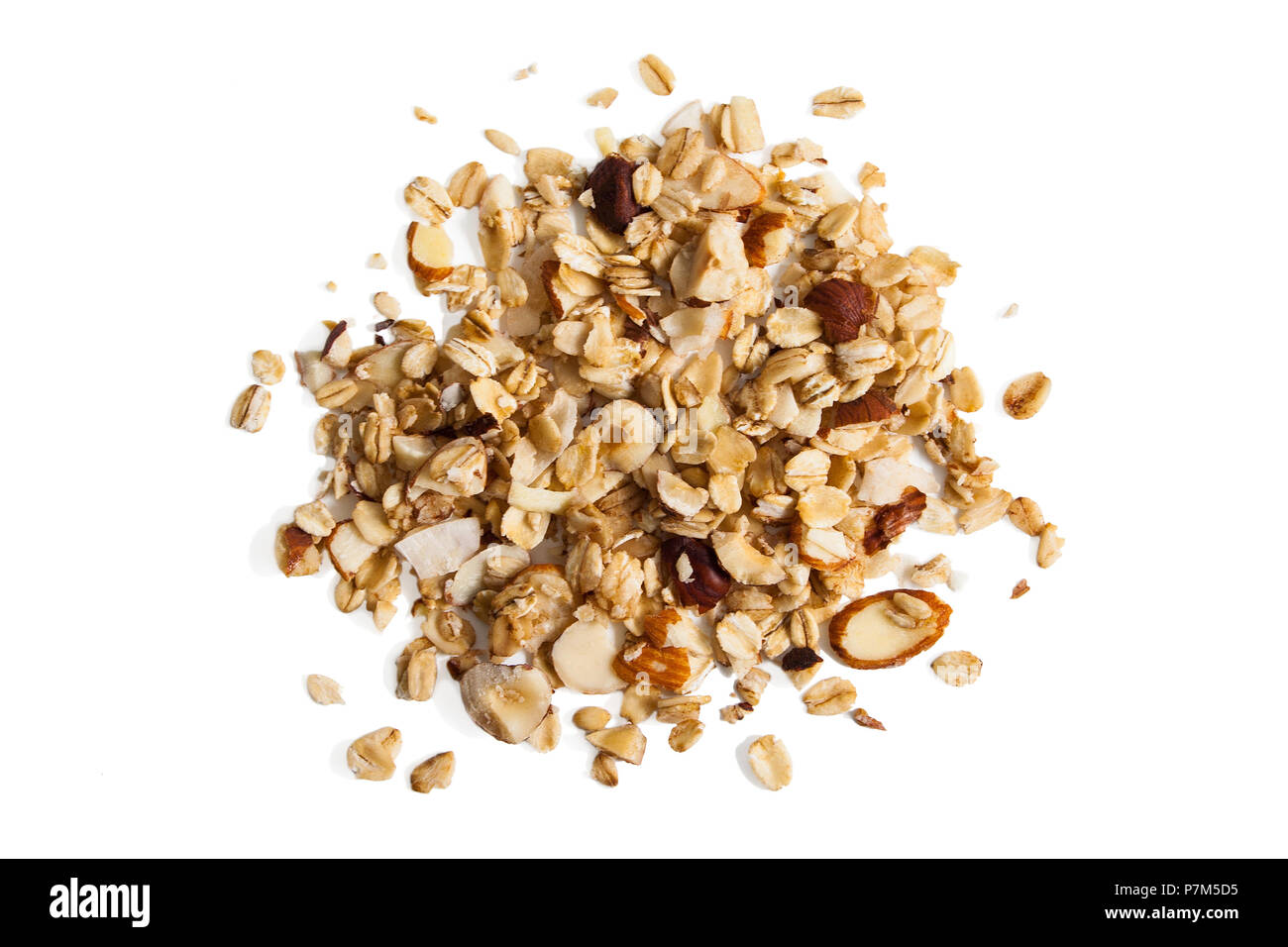 Pile of granola from above isolated on a white background Stock Photo ...