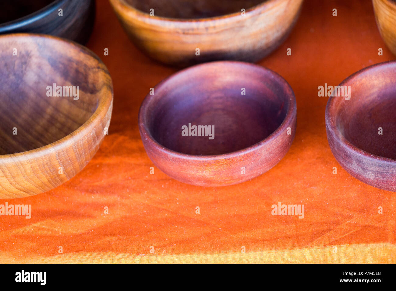 wooden empty bowls used for food eating Stock Photo - Alamy