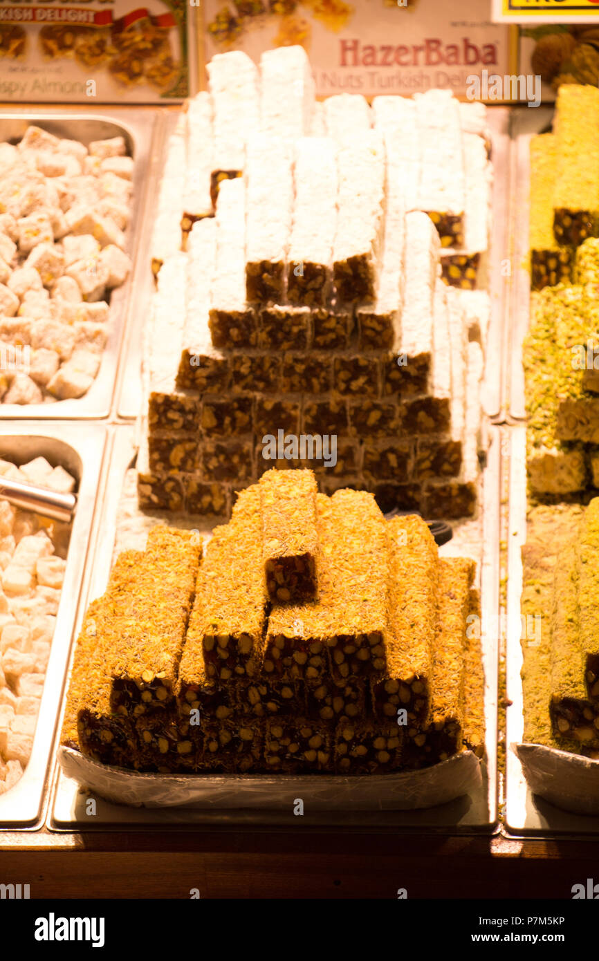 Load of traditional turkish delight rahat lokum Stock Photo - Alamy
