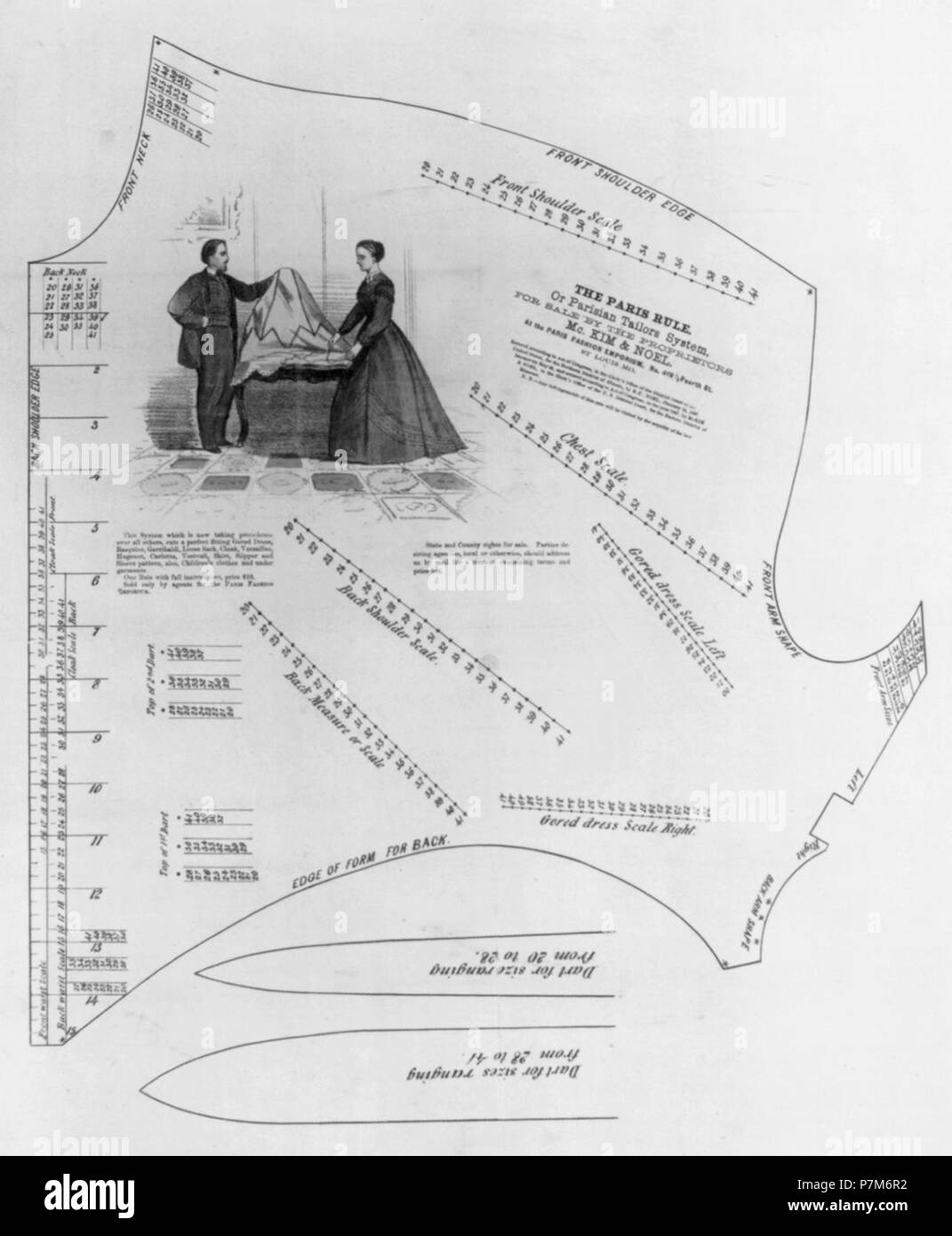 3 tailor's cutting charts for dresses)- Paris Rule, or Parisian Tailor ...