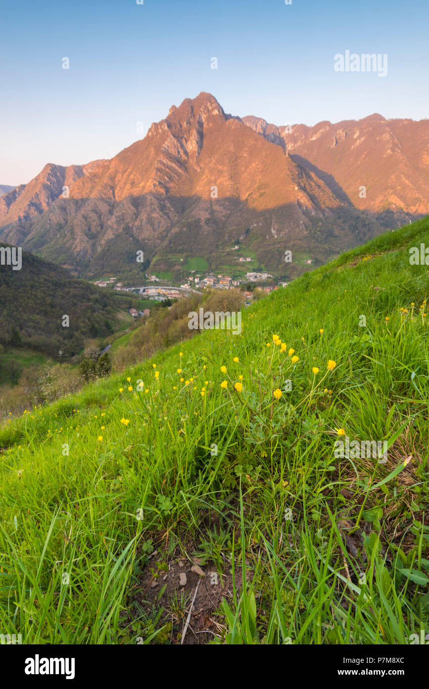Monte Zucco at dawn, Val Brembana, Orobie alps, Italian alps, Province ...