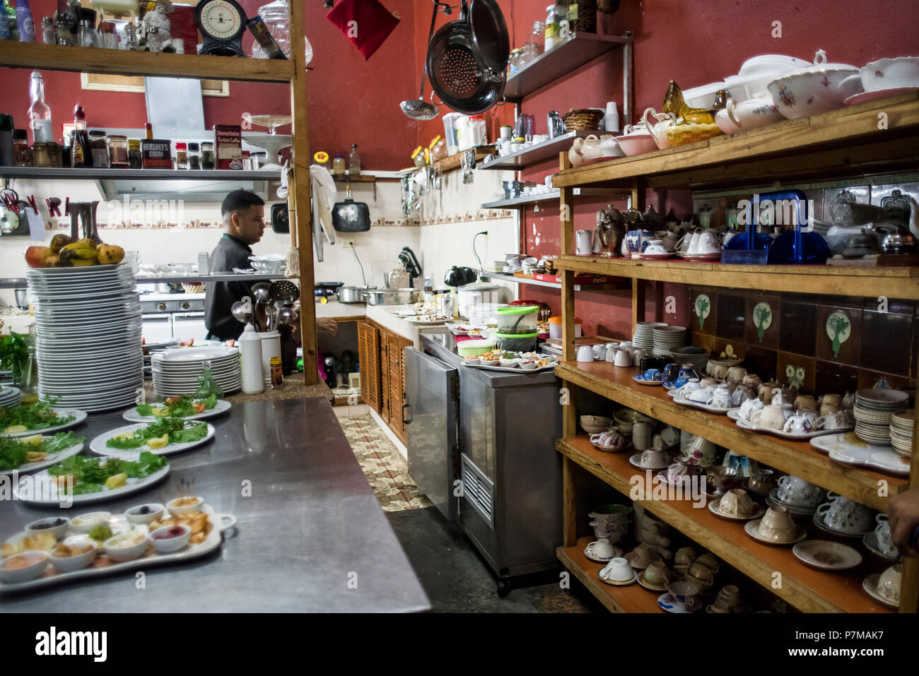 The beautiful kitchen of a well known Cuban restaurant in Havana Stock ...