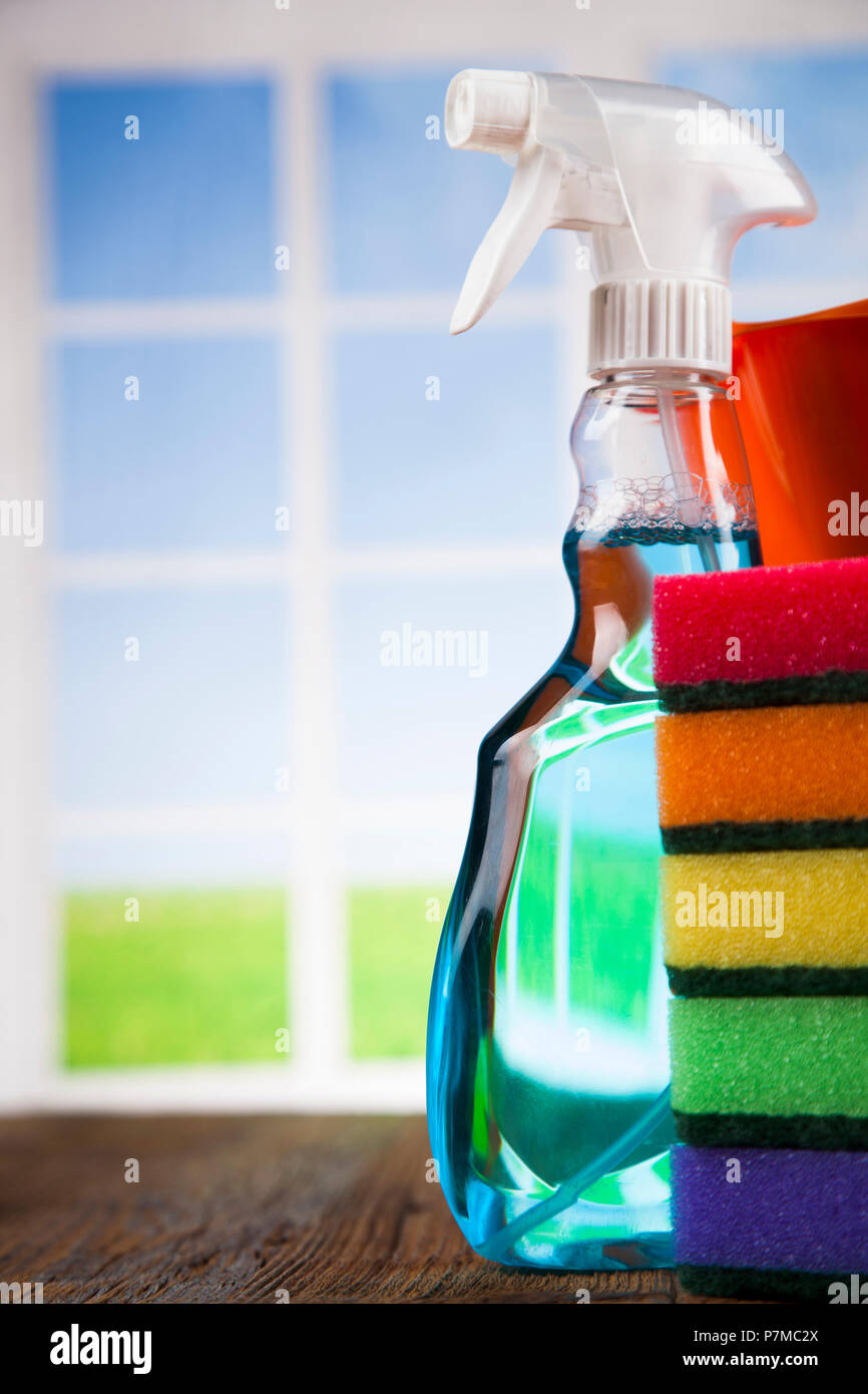 Assorted cleaning products Stock Photo - Alamy