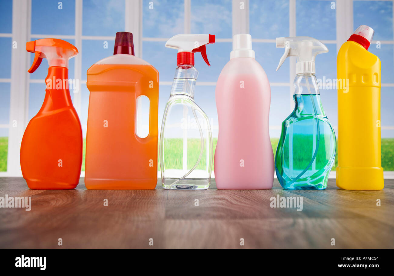 House cleaning with various cleaning tools Stock Photo - Alamy