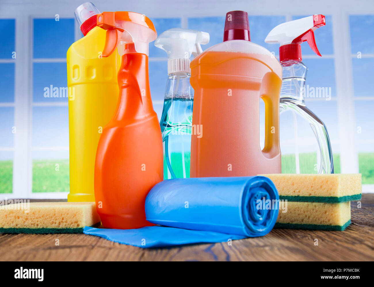 Variety of cleaning products Stock Photo - Alamy