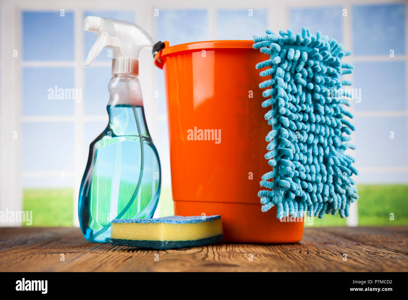 Assorted cleaning products Stock Photo - Alamy