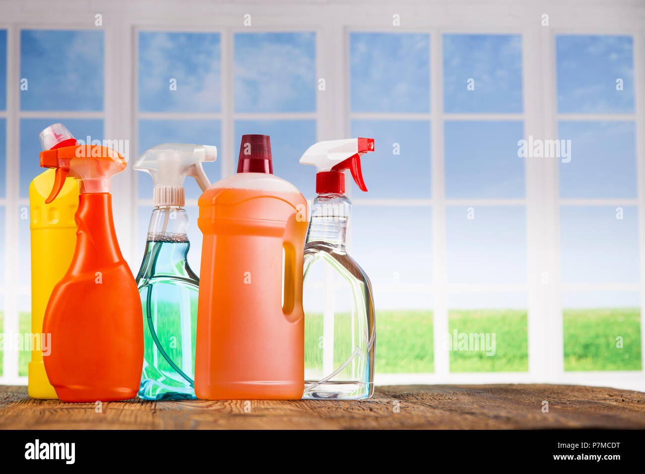 Assorted cleaning products Stock Photo - Alamy