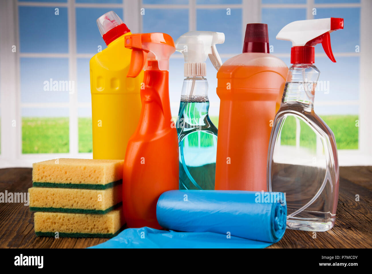 Cleaning and window background Stock Photo - Alamy