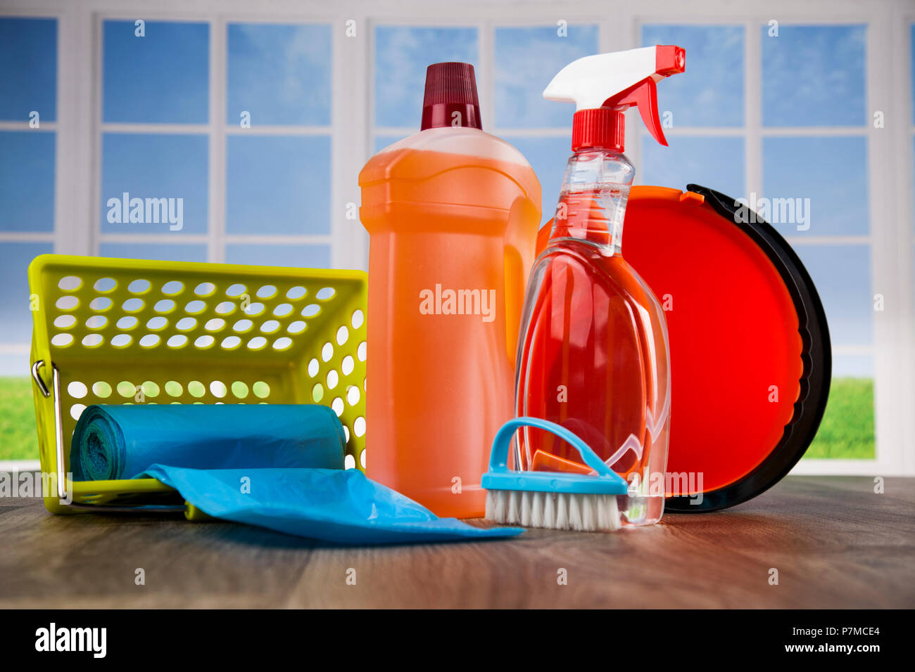 Cleaning and window background Stock Photo - Alamy