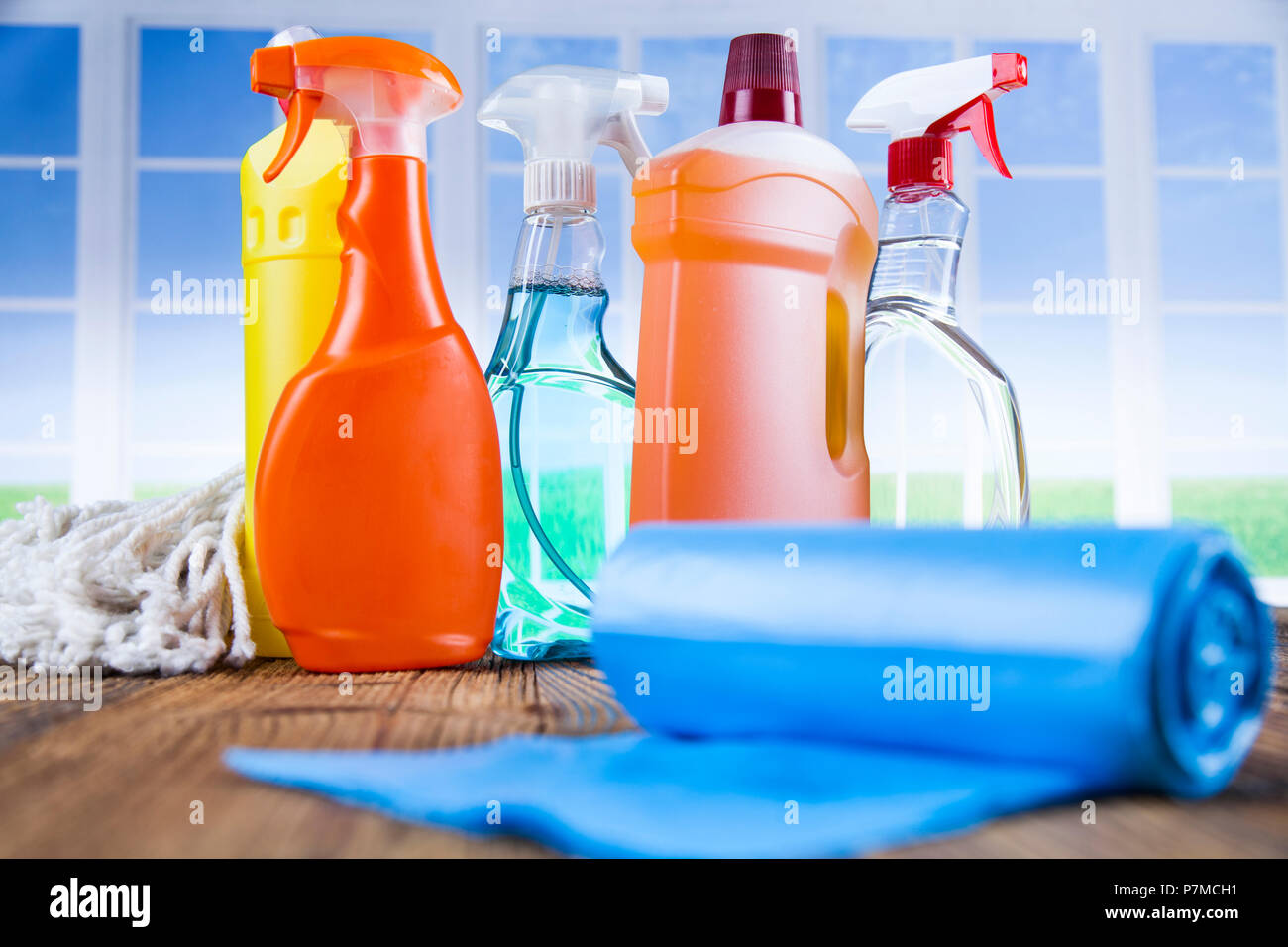 Cleaning and window background Stock Photo - Alamy