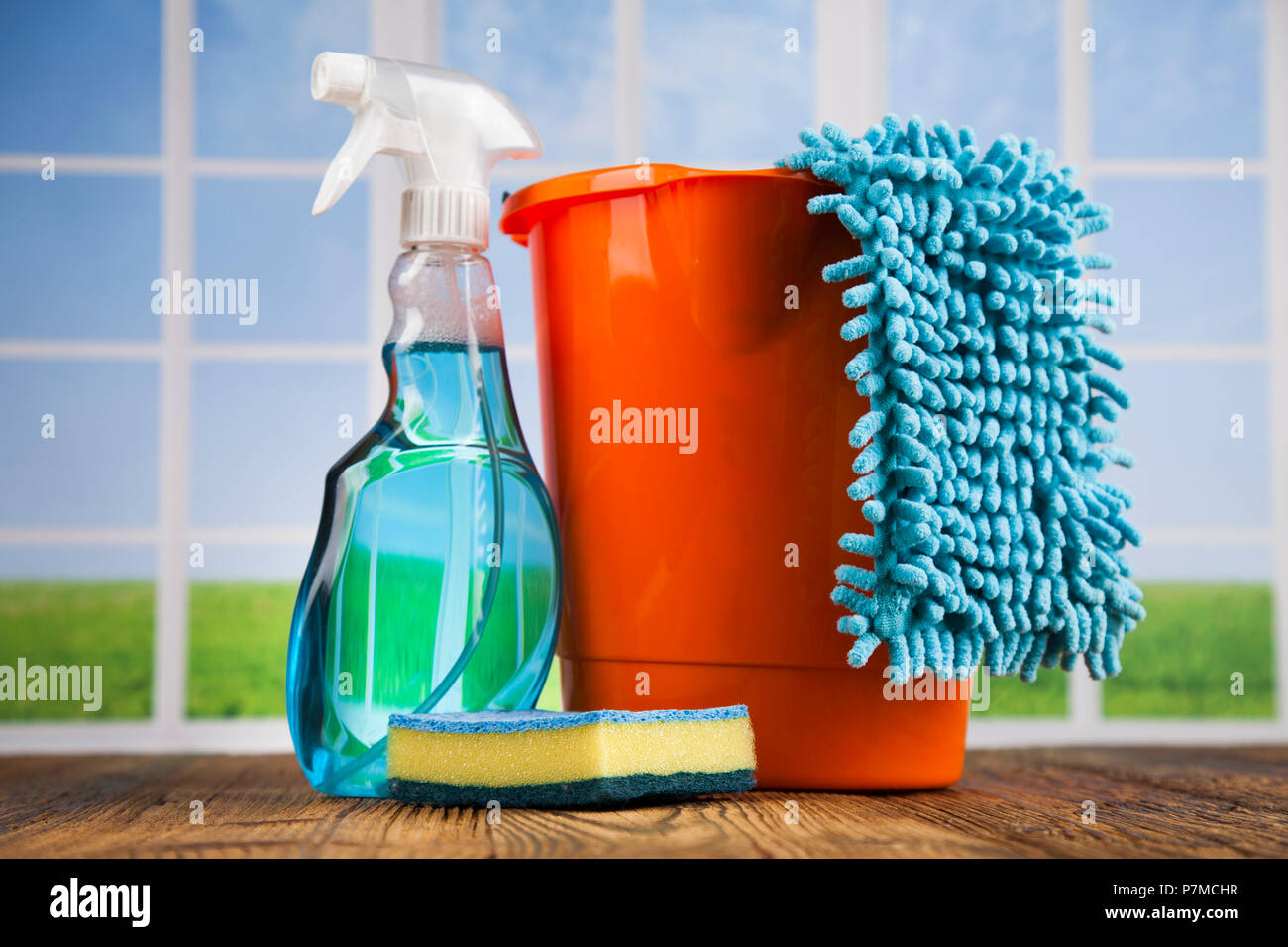 Assorted cleaning products Stock Photo - Alamy