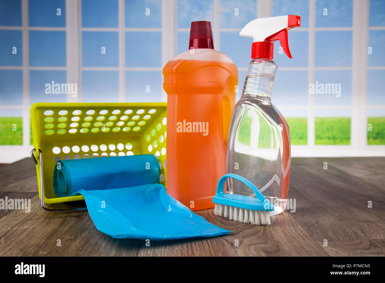 Assorted cleaning products Stock Photo - Alamy