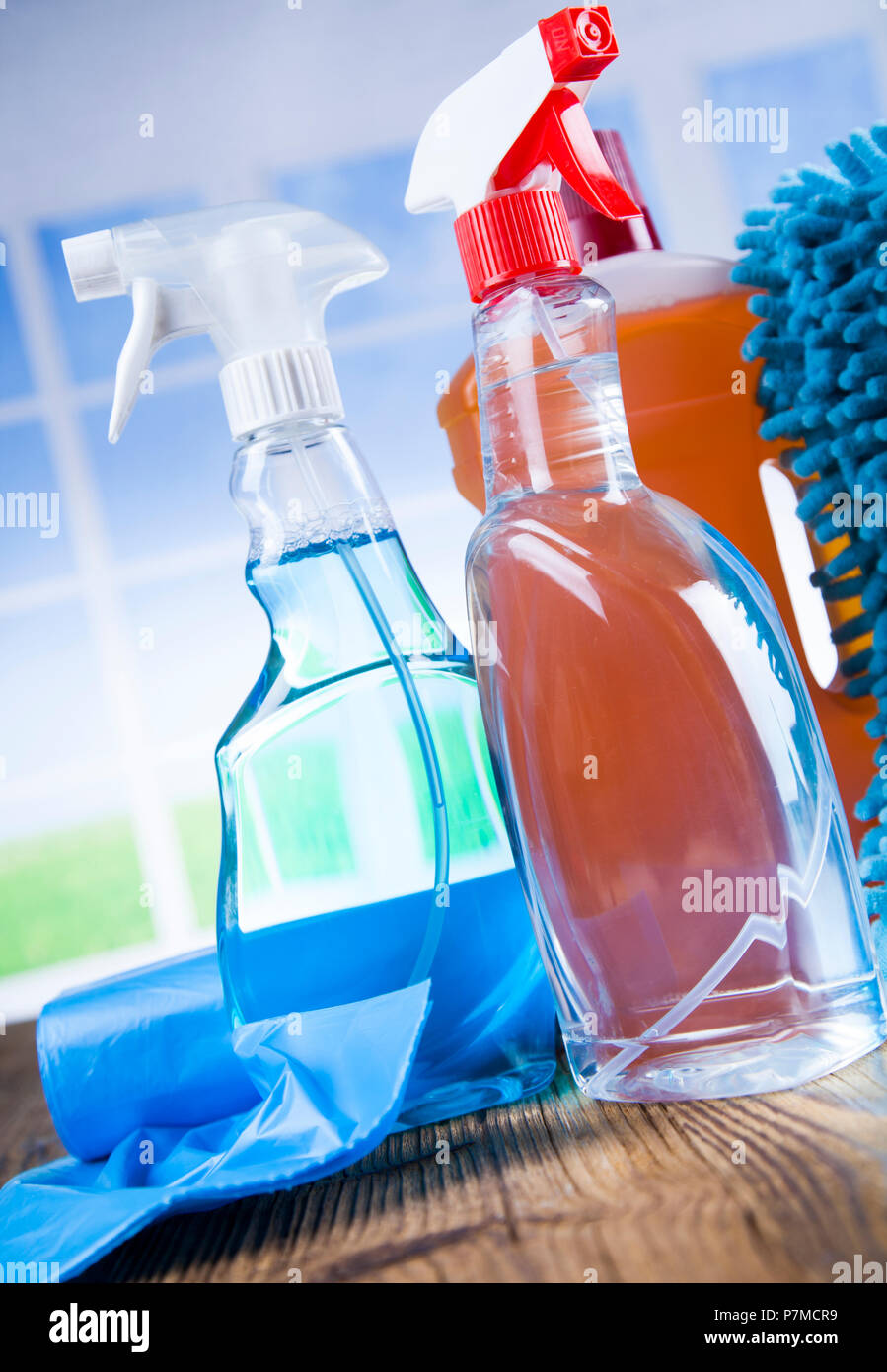 Assorted cleaning products Stock Photo - Alamy