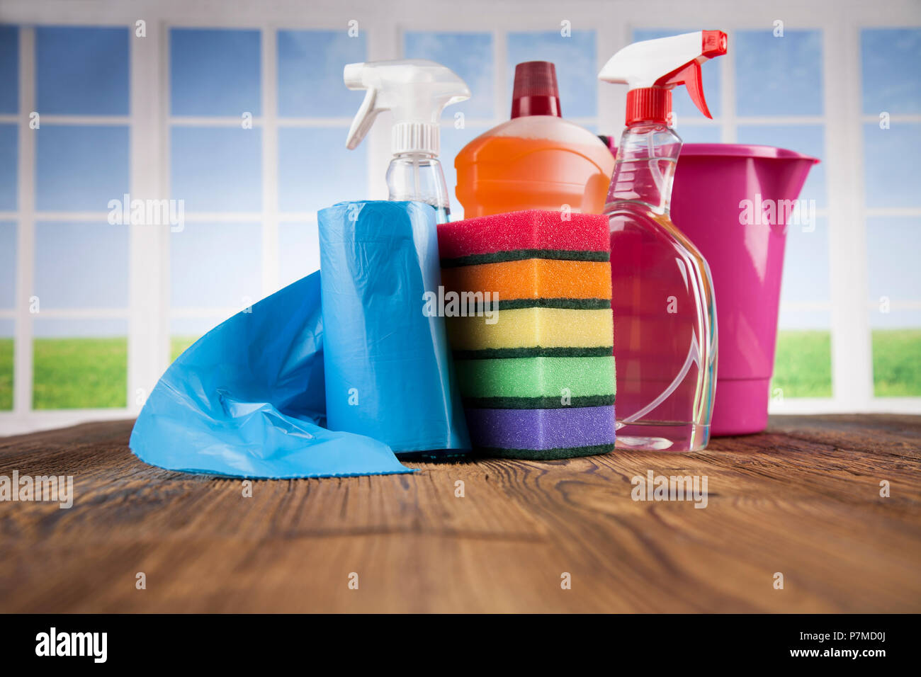 Assorted cleaning products Stock Photo - Alamy