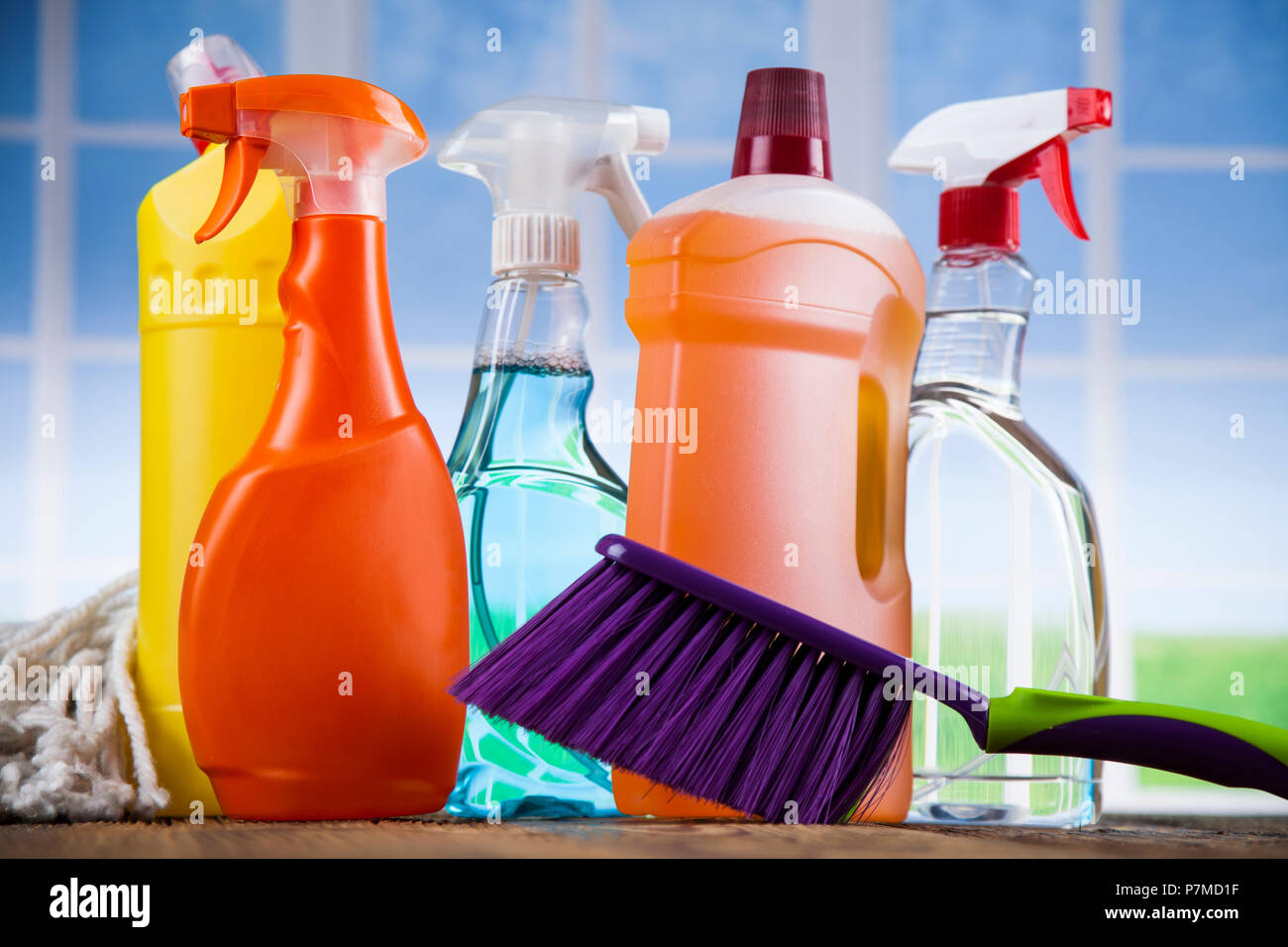 Assorted cleaning products Stock Photo - Alamy