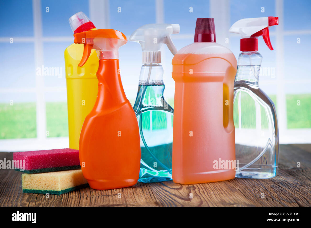 Assorted cleaning products Stock Photo - Alamy