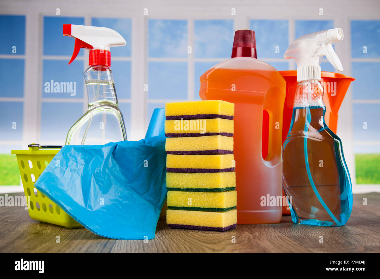 Set of cleaning products Stock Photo - Alamy
