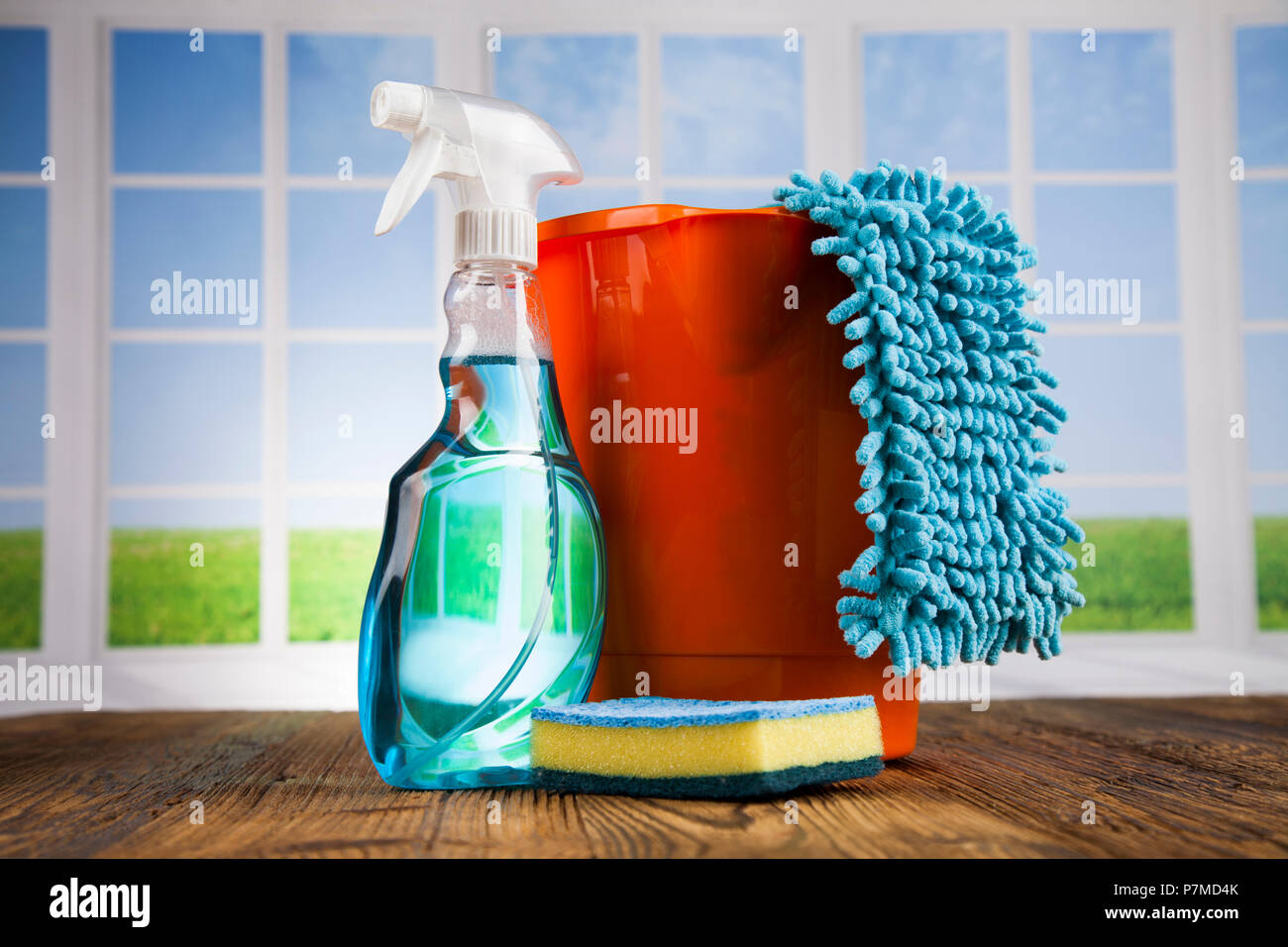 House cleaning with various cleaning tools Stock Photo - Alamy