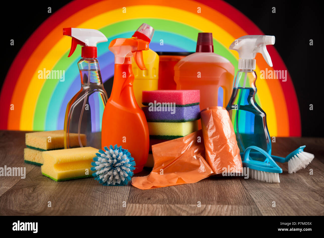 Set of cleaning products Stock Photo - Alamy