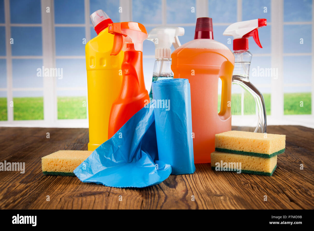 Assorted cleaning products Stock Photo - Alamy