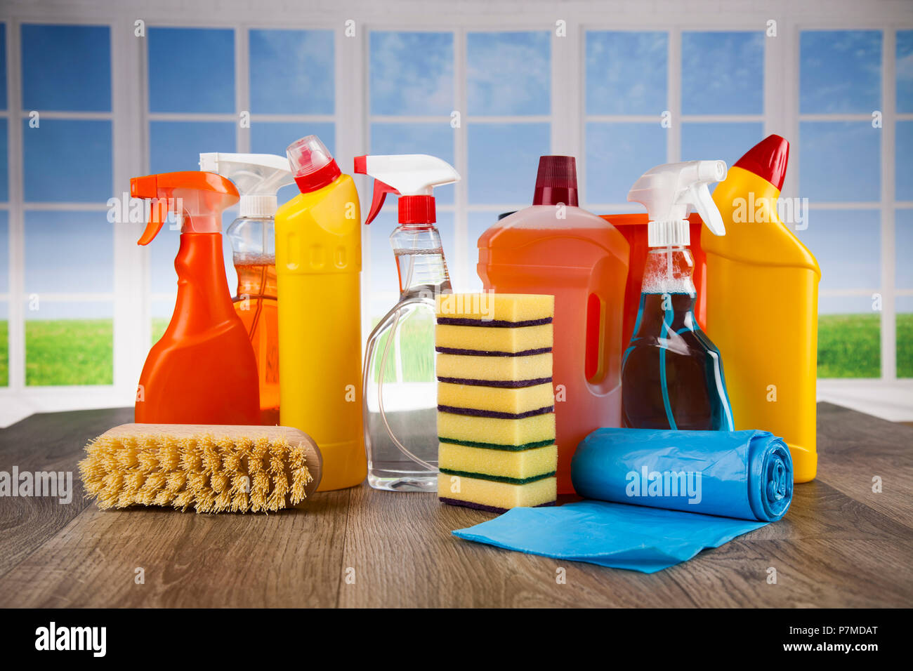 House cleaning with various cleaning tools Stock Photo - Alamy