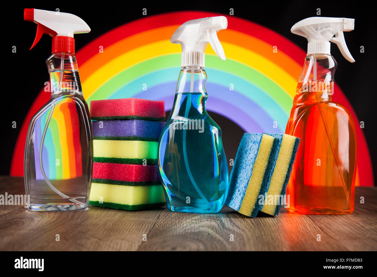 Set of cleaning products Stock Photo - Alamy